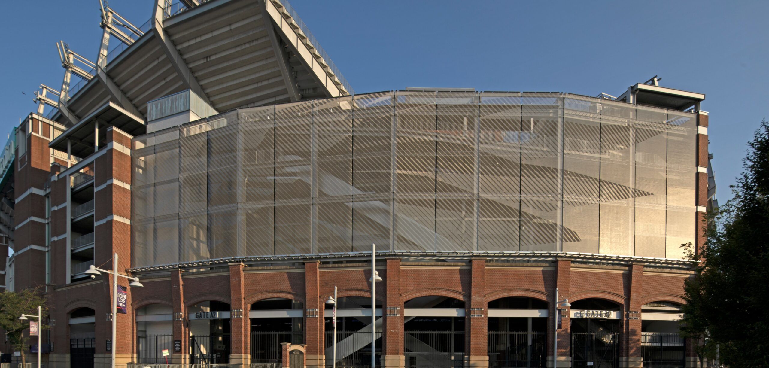 M&T Bank Stadium adds architectural mesh raven's wing design | Stadia ...