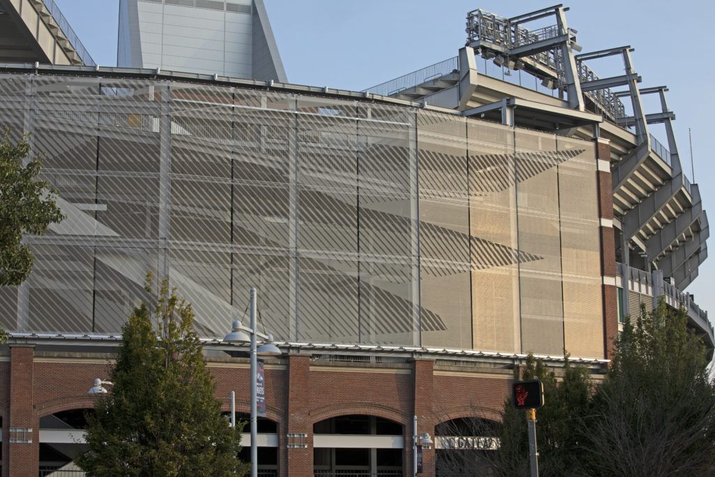 M&T Bank Stadium adds architectural mesh raven's wing design | Stadia ...